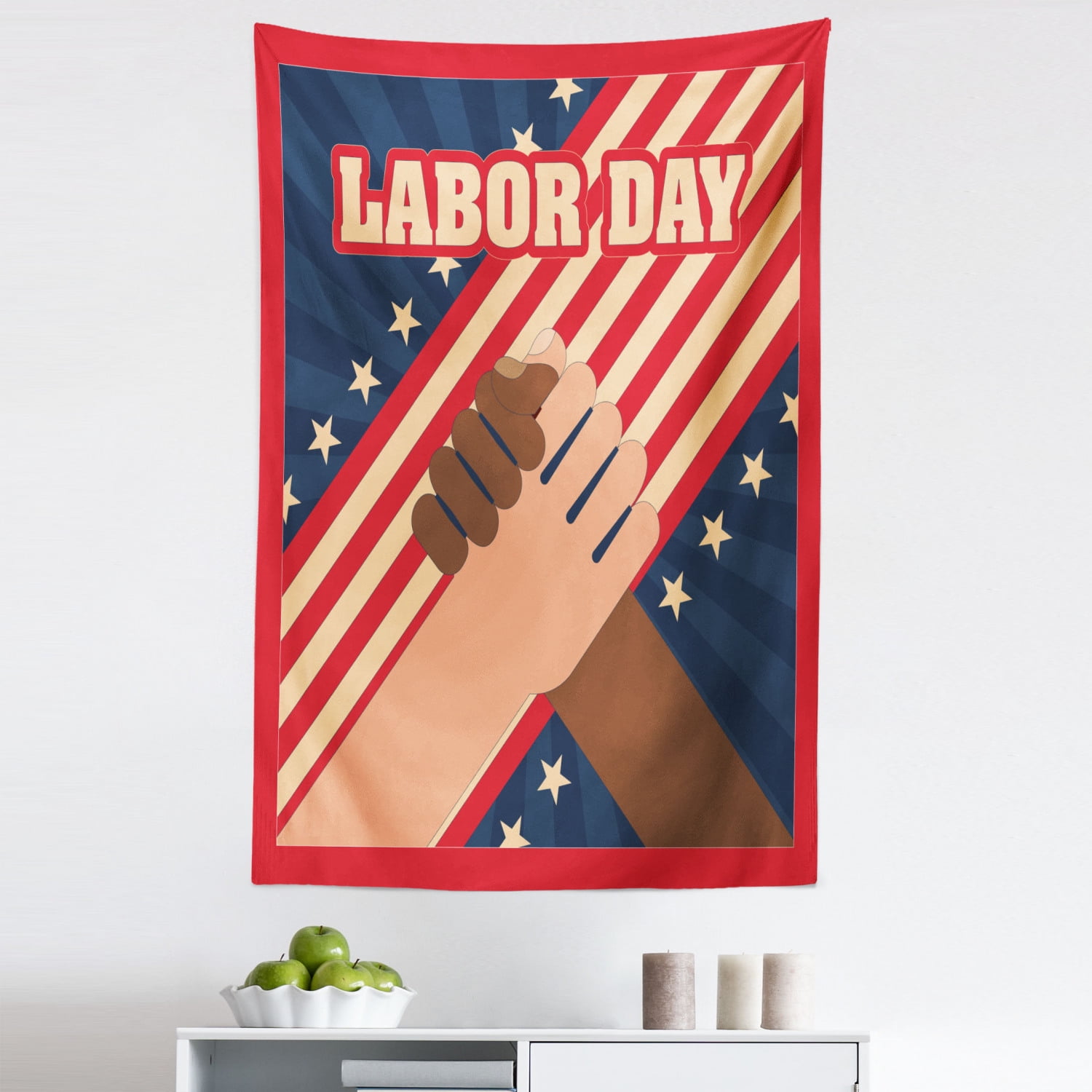 Labour Day Tapestry, Frame Layout of Holding Hands Celebrating Pattern ...