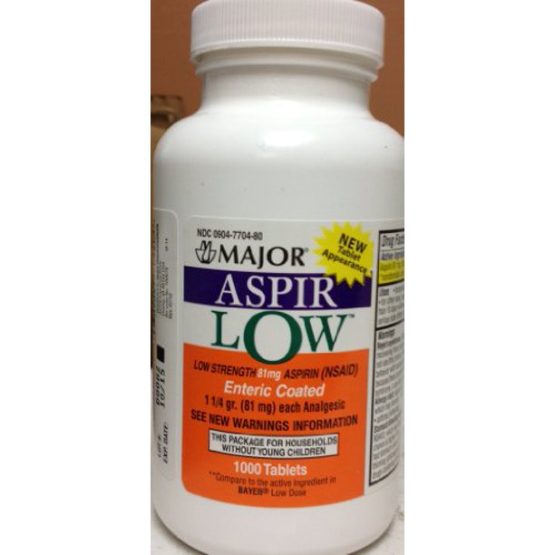 ASPIRIN EC TAB 81MG MAJOR 1000Tablets - Walmart.com