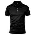 Men's Casual Short Sleeve Solid Color Button-Down Shirt with Fold-Over ...