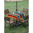 Abstract Colorful Stripes Square Outdoor Tablecloth with Umbrella Hole ...