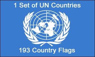 Set of 193 United Nations Indoor Polyester Flags - UN Country Flags ...