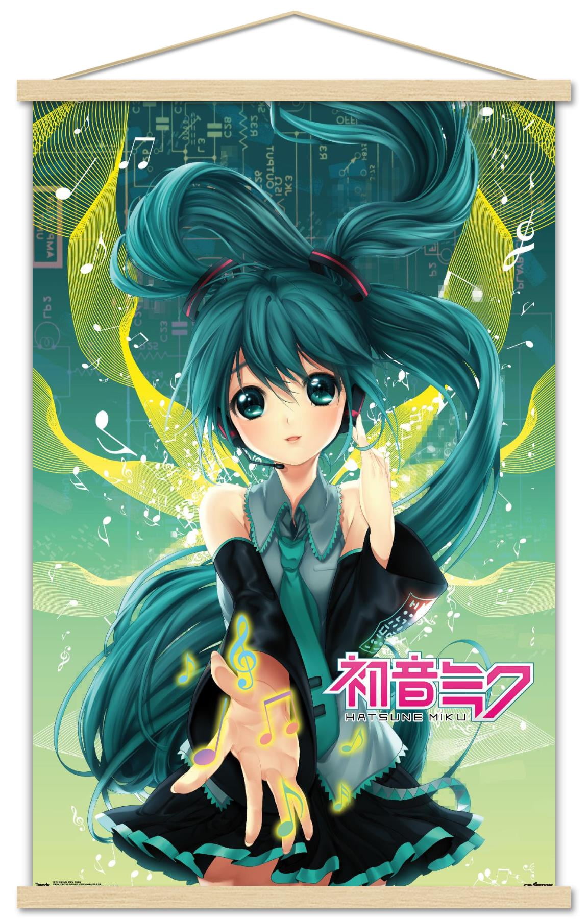 Hatsune Miku - Notes Wall Poster with Wooden Magnetic Frame, 22.375" x ...