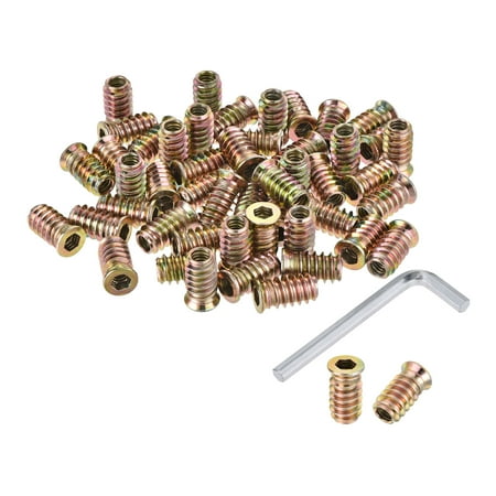 Uxcell 1/4"-20x20mm Threaded Insert Nuts Zinc Plating 50 Pack | Walmart ...