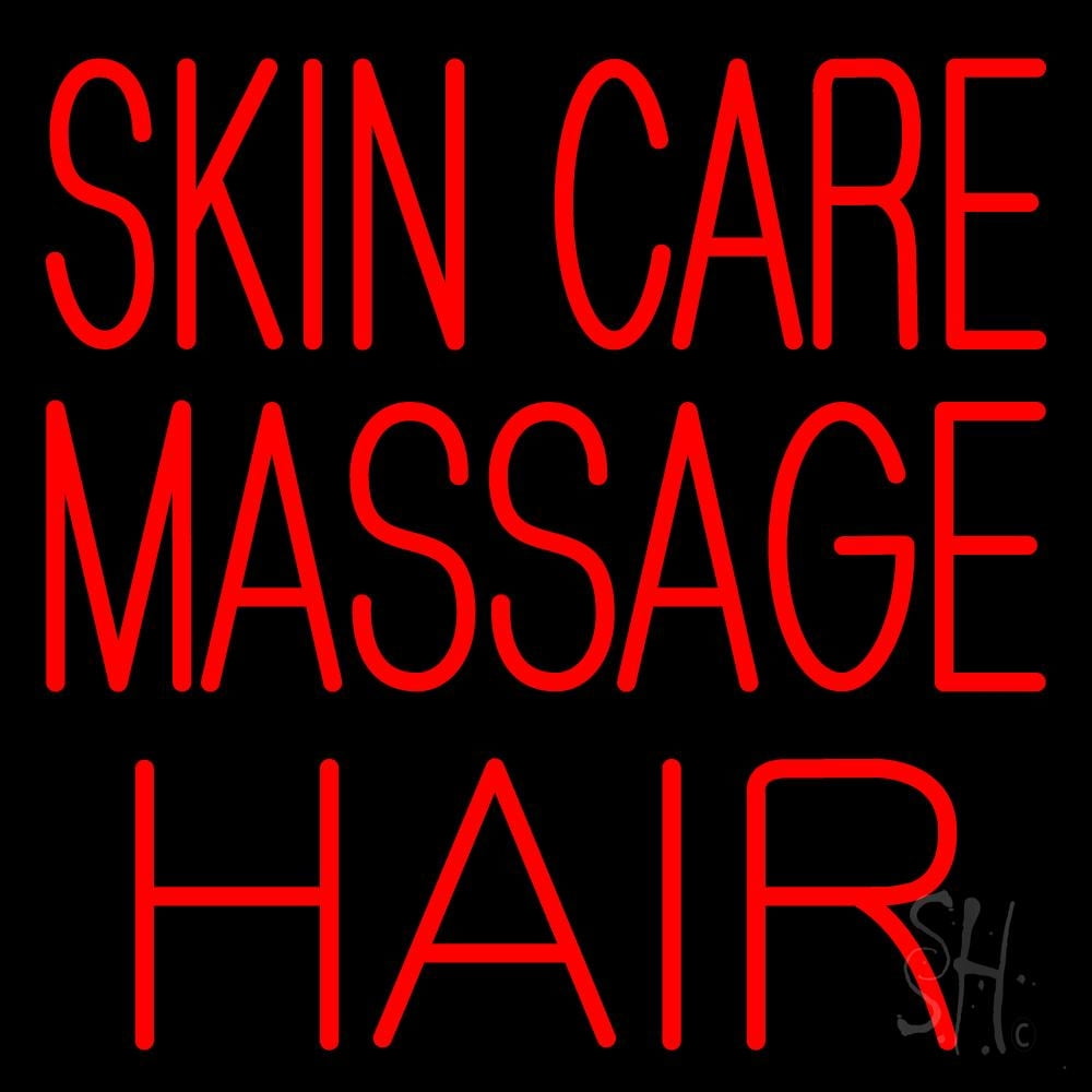 Skin Care Massage Hair LED Neon Sign 24 x 24 - inches, Black Square Cut ...