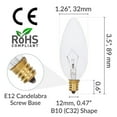 Simba Lighting Candelabra Torpedo Clear B10 25W E12 Base Light Bulbs 120V Warm White - Walmart.com