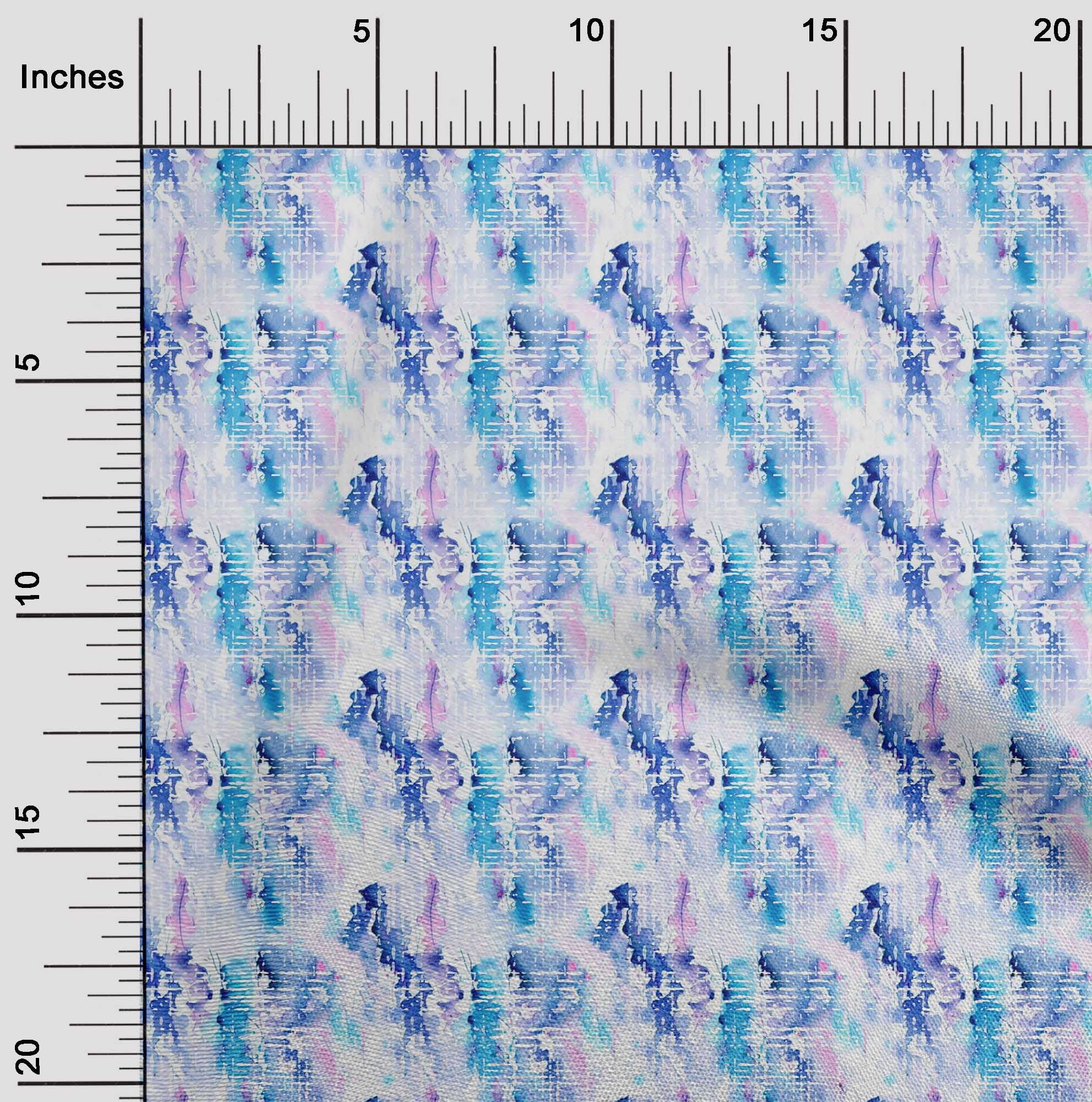 oneOone Cotton Silk Medium Blue Fabric Liquid Drip Abstract Sewing ...