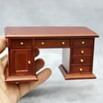 SPRING PARK Wooden 1/12 Scale Retro Dollhouse Writing Desk Chair Set ...