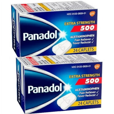 Panadol Extra Strength Caplets, Pain Reliever & Fever Reducer - 24Ct ...