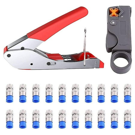 Compression Pliers, Crimper Coaxial Cable With 20 Pieces F-connectors ...