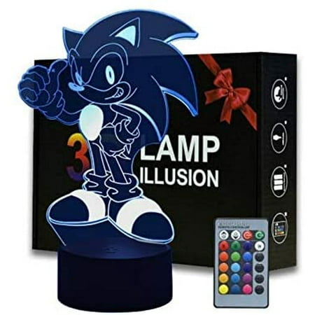 3D Illusion Sonic The Hedgehog Night Light, Anime Table Lamp with ...
