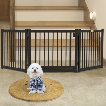 COSTYLE Expandable Accordion Dog Gate Wooden Dog Fence Pet Gate Safety ...