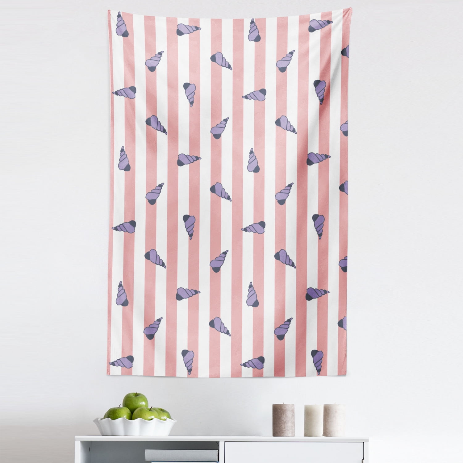 Shells Tapestry, Bunch of Ladder Horn Snail Stripes Pastel Background ...