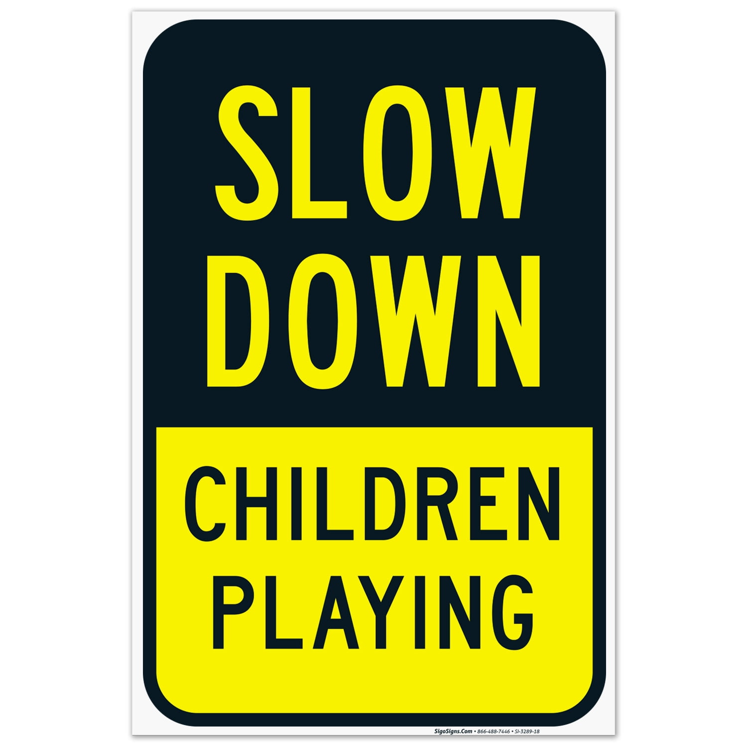 Slow Down Children Playing Sign, Traffic Sign, 24x36 Corrugated Plastic ...