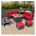35 Inch Propane Fire Pit Table, Wicker Rattan Outdoor Fireplace with ...