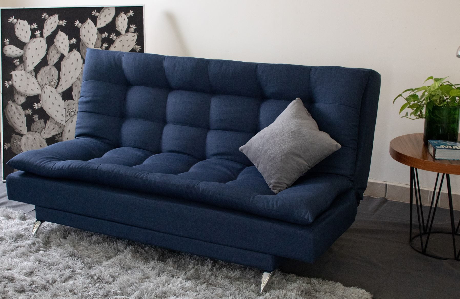 Sofá Cama Carmen Azul Denim M & E MUEBLES Matrimonial 3 Posiciones | Bodega Aurrera en línea