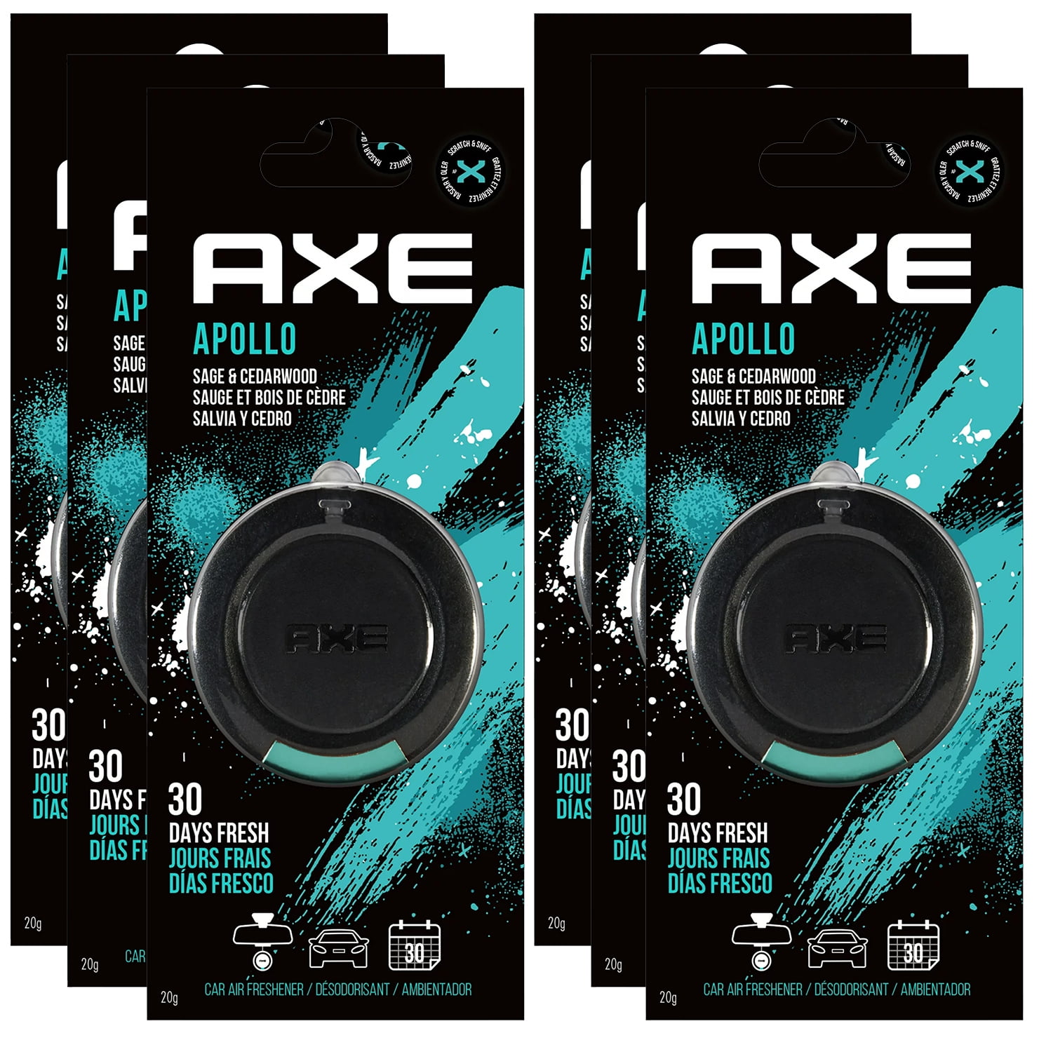 Axe Apollo Hanging 3D Disc Car Air Freshener, Odor Eliminator for ...