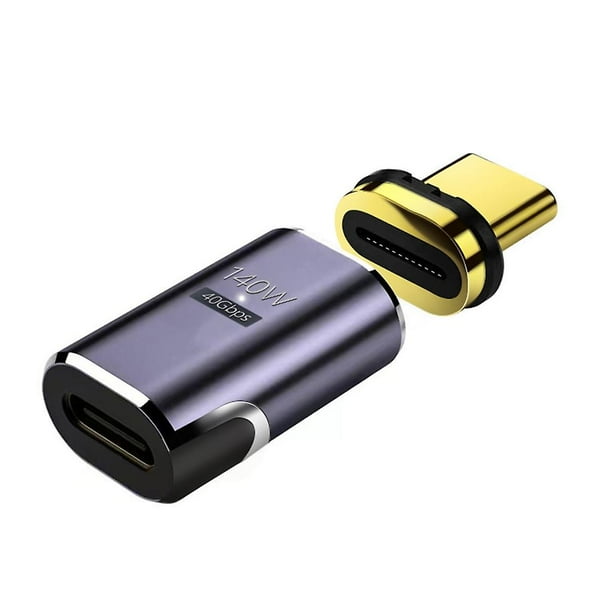Straight head Adaptador magnético USB C de 24 pines tipo conector USB3.1, carga rápida Pd 140w ...