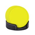 6-Piece Set Of Round Coasters Water-Resistant Leather Double-Sided Non ...