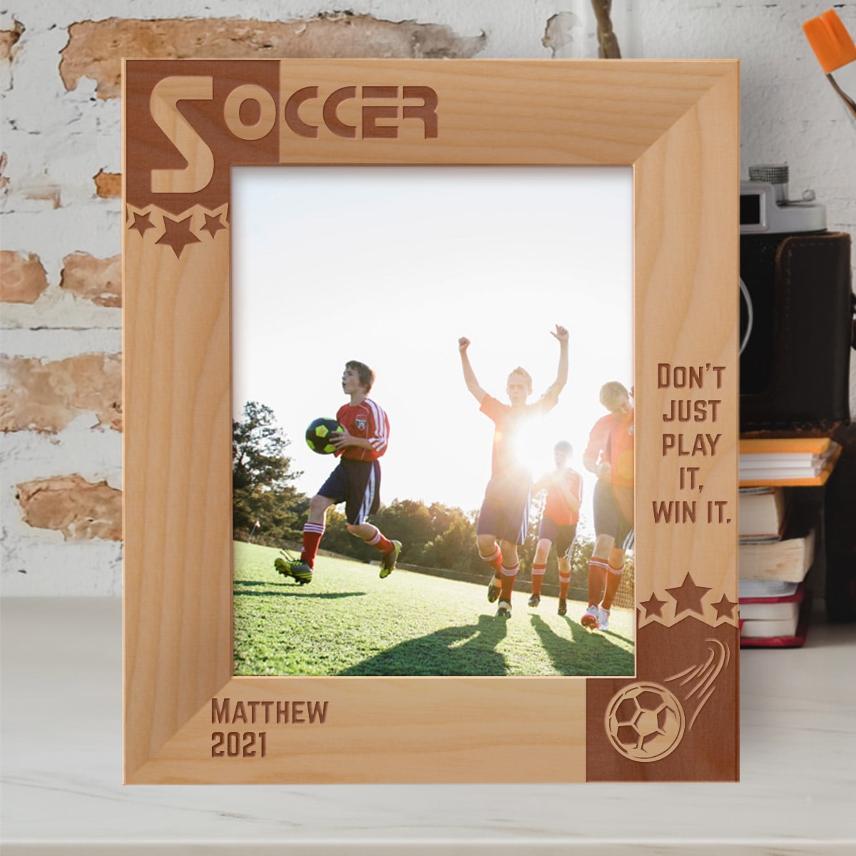 Soccer Don't Just Play It Win It Personalized Wooden Frame 8" x 10 ...