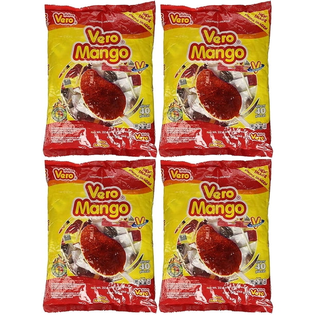 Vero Mango Flavor Hard Candy Lollipops, Coated with Chili, 22.6 oz ...