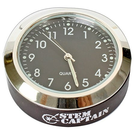 STEMCAPTAIN Bicycle Stem Cap (1.25") Clock - Chrome Bezel with Black ...