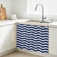 Navy Blue Moire Small Cabinet Curtains 10.8"W x 13.4"L, Water Ripple ...