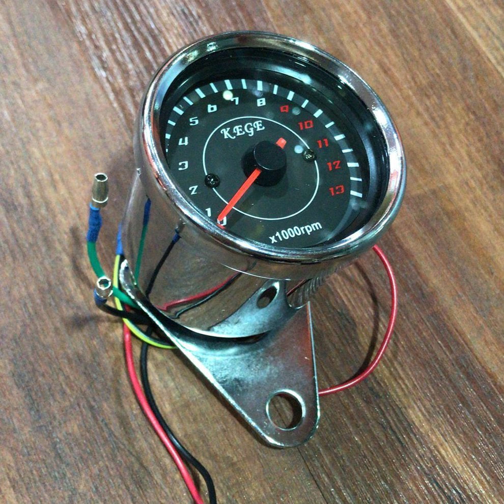 12V Universal Motorcycle Tachometer Meter LED Backlight 13K RPM Shift ...