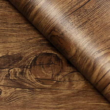 15.8" x 240" Brown Wood Contact Paper Thick Birch Wood Wallpaper Peel ...