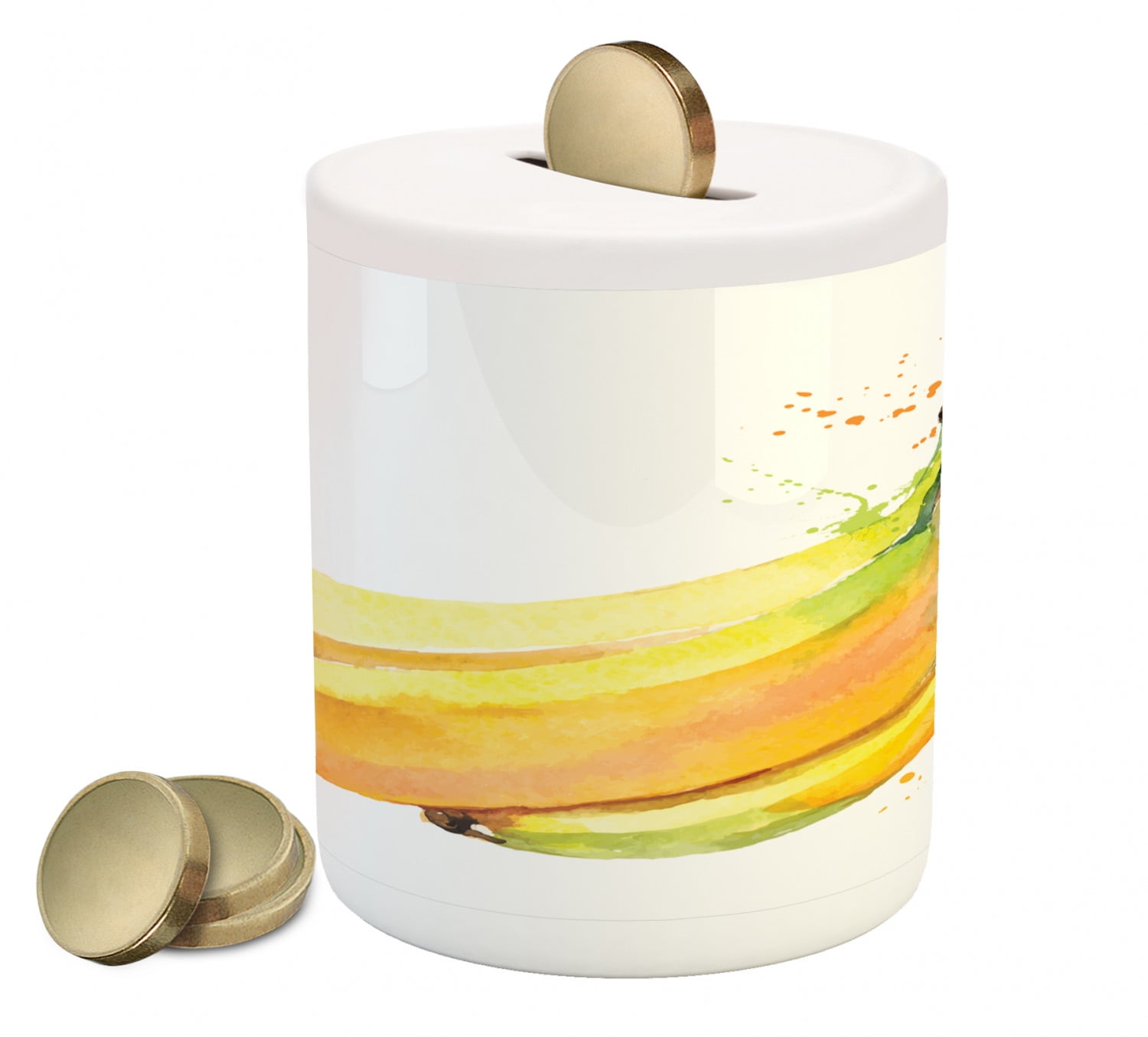 Banana Piggy Bank, Watercolor Hand Painted Style Tropical Fruit ...