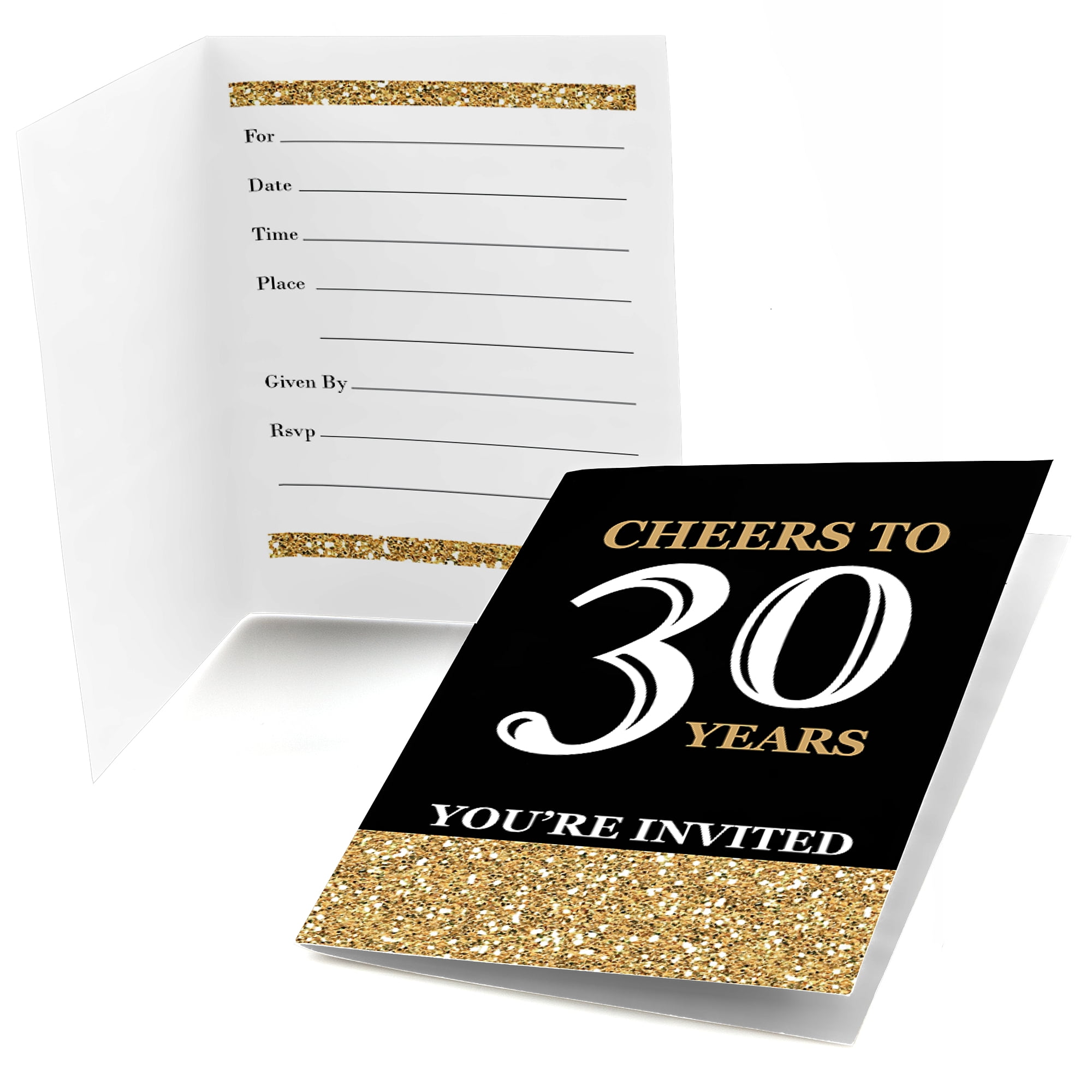 Adult 30th Birthday Gold Fill In Birthday Party Invitations 8
