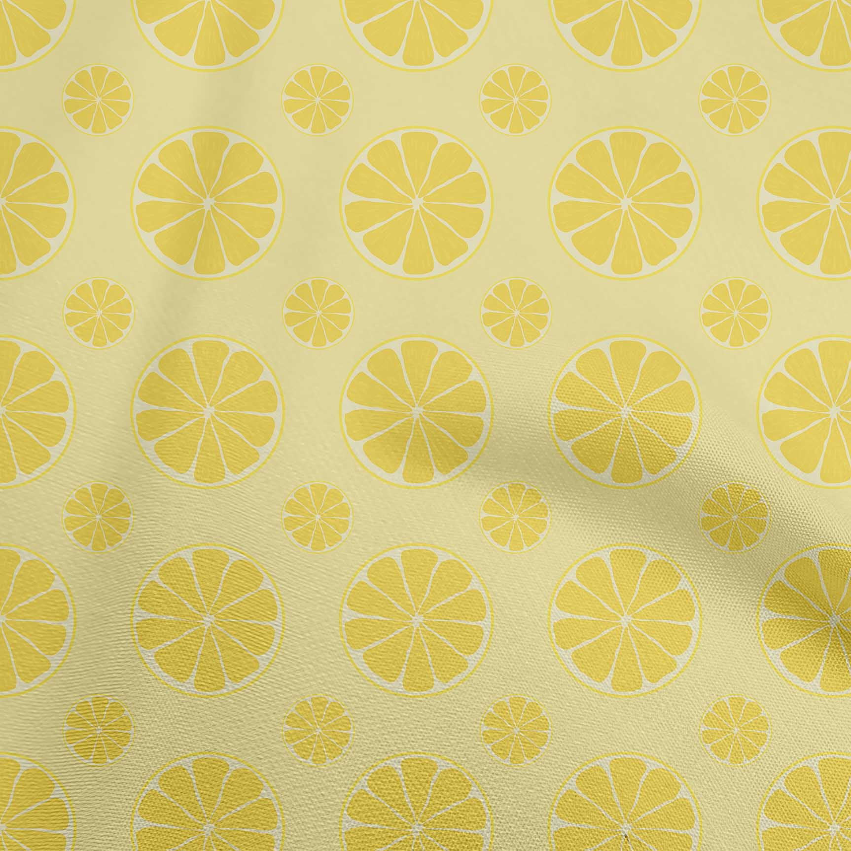 oneOone Cotton Poplin Medium Yellow Fabric Fruits Lemon Slice Fabric ...