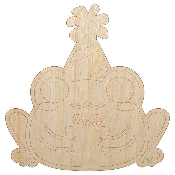 Delightful Kawaii Chibi Birthday Frog Toad Holding Gift Wood Shape ...