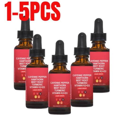 2 X Cayenne Pepper-Hawthorn Beet Root Turmeric Vitamin K2+D3 Liquid ...