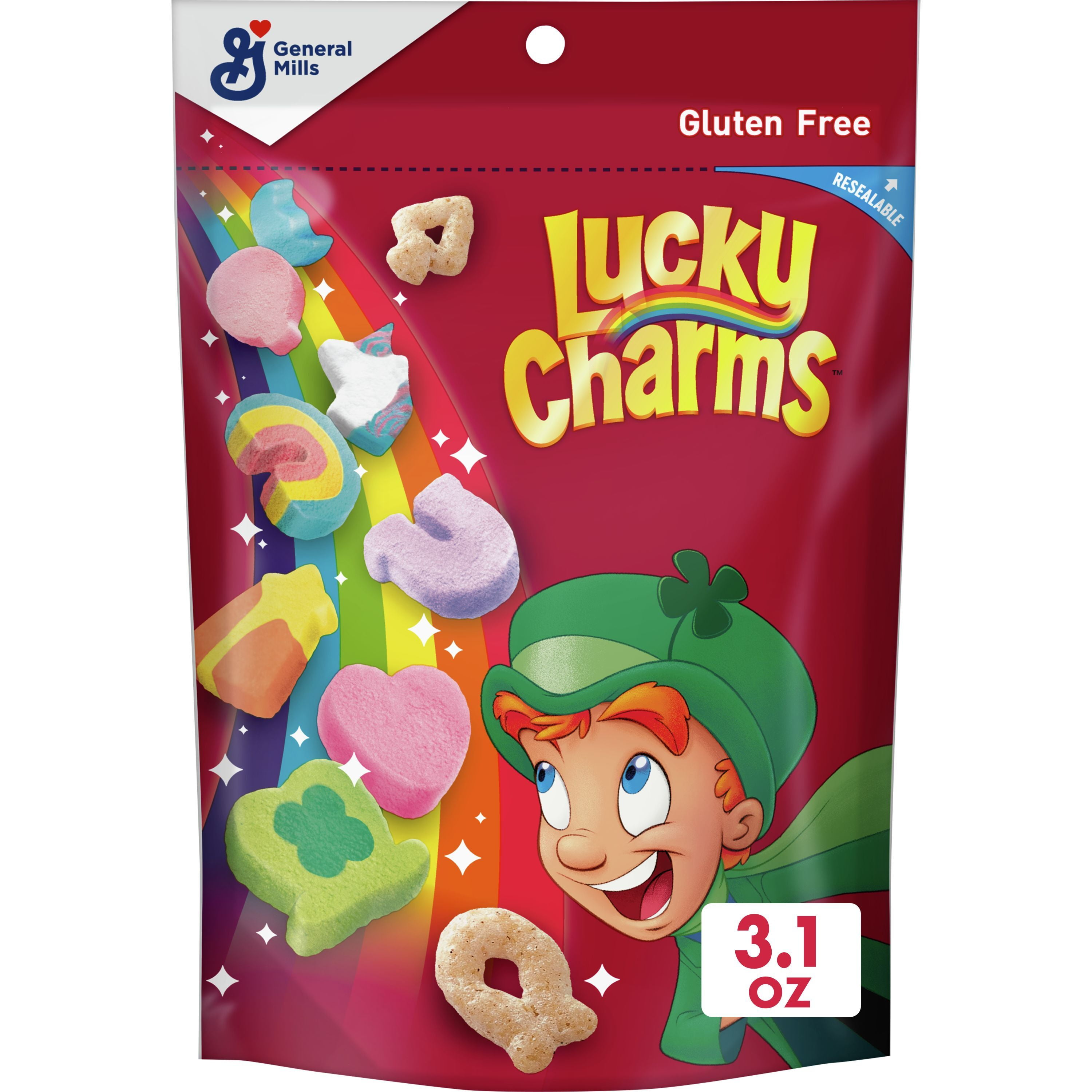 Lucky Charms Gluten Free Cereal with Marshmallows, 3.1 OZ Resealable ...