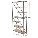 DecMode 32" x 71" Brown Wooden Geometric Diagonal Angled 6-Tier ...