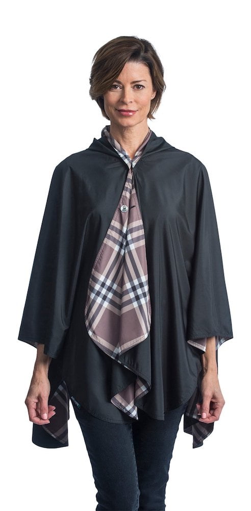 RainCaper - Hooded Reversible Rain Cape - Black / Coco Plaid - Walmart.com