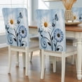 Blue White Daisy Chair Back Covers Set of 4, Butterfly Leaf Blue ...