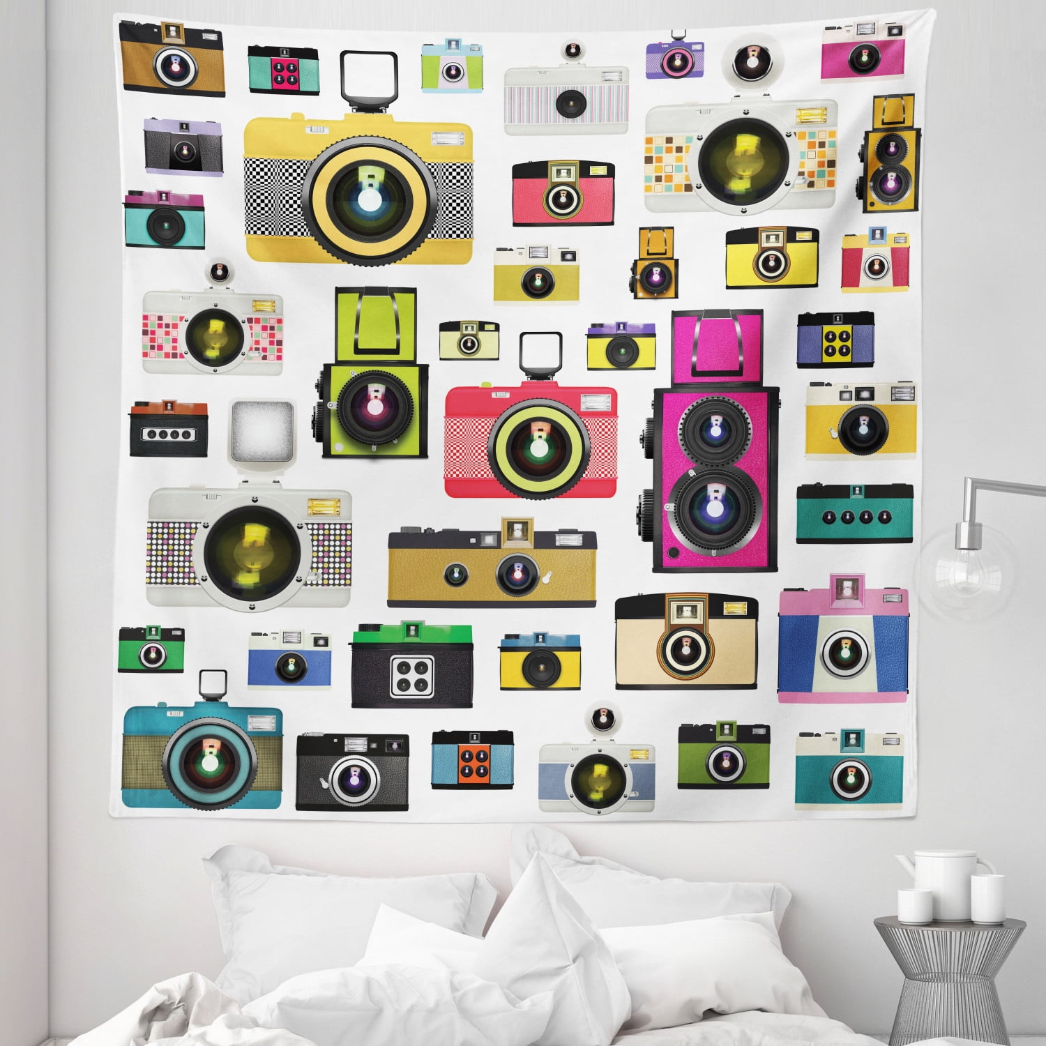 Colorful Tapestry, Vintage Old Fashioned Photo Cameras Hobby Studio ...