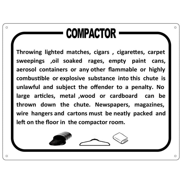 COMPACTOR ROOM SIGN (Aluminum)-COMPACTOR NOTICE - Walmart.com