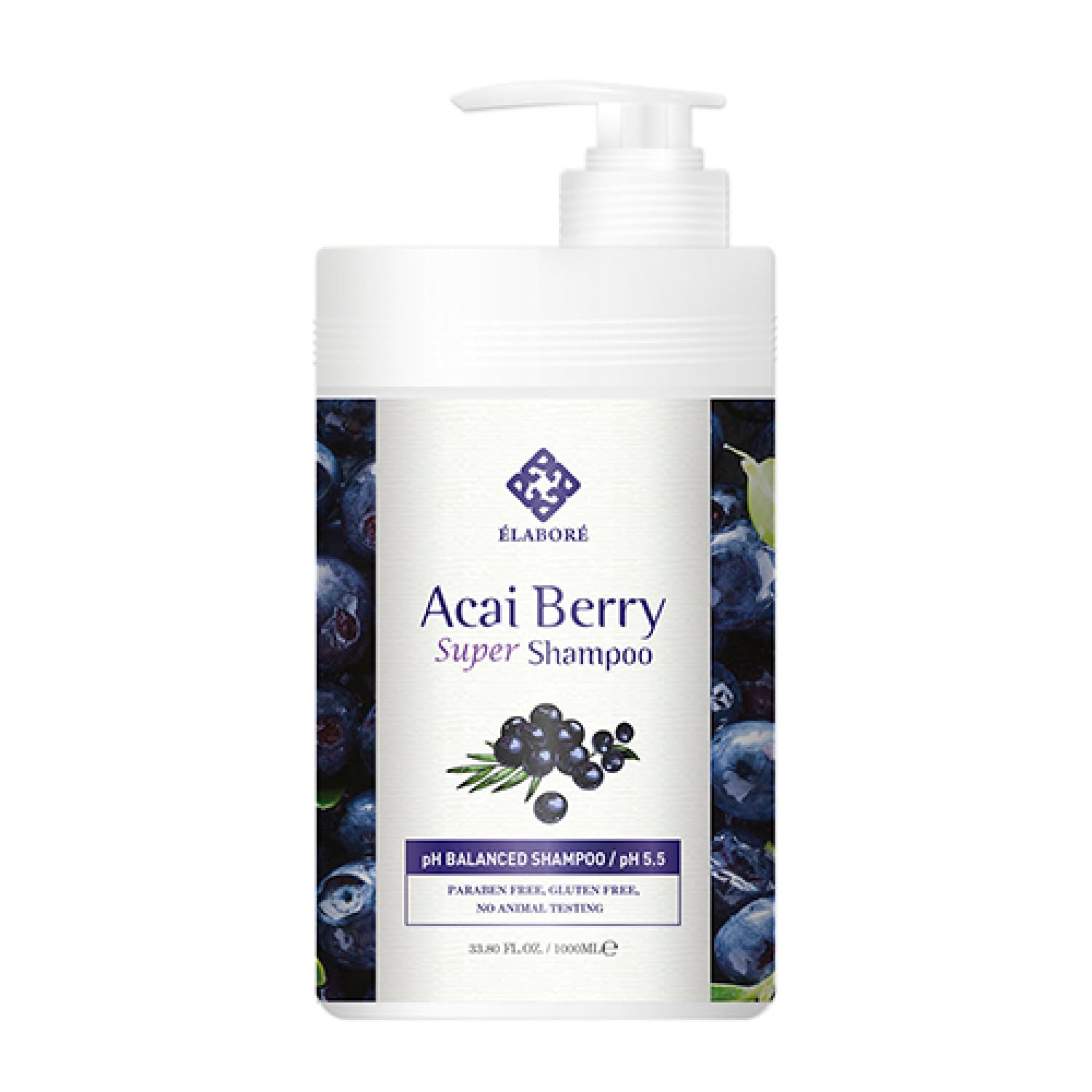 Elabore Acai Berry Super Hair Shampoo - Sulfate Free 33.80Fl.Oz/ 1000Ml ...