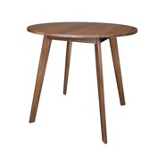 Costway Large Circular Wooden Kitchen Dining Table with Rustic Round ...