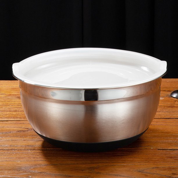 Stainless Steel Egg Mixing Bowl With Lid Basin Salad Vegetable Washing ...