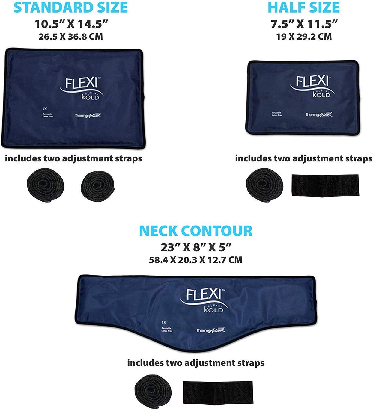 FlexiKold Gel Ice Pack w/Straps (Standard Large) - Two (2) Reusable ...