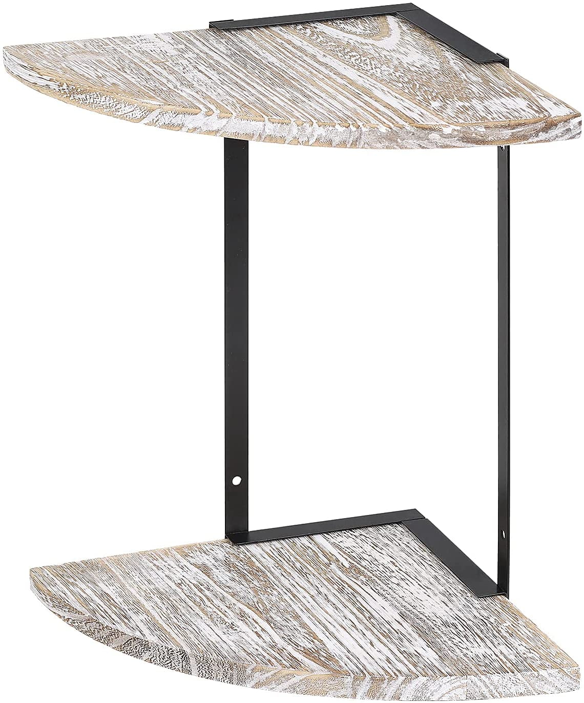 2-Tier Corner Shelf Floating Wall Mount Round End Shelf, White ...