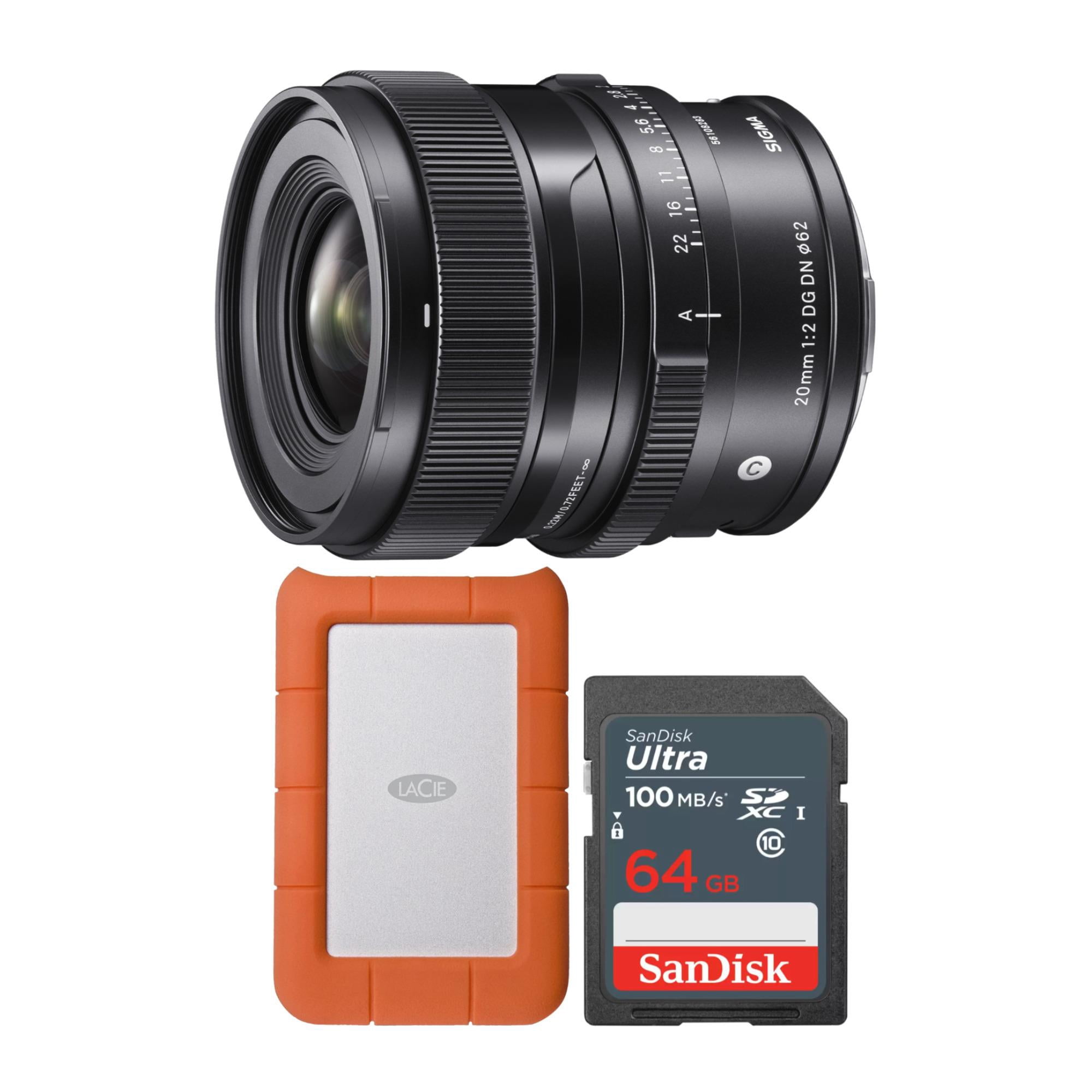Sigma 20mm F2 Contemporary DG DN Lens for L Mount with 1TB Hard Drive ...