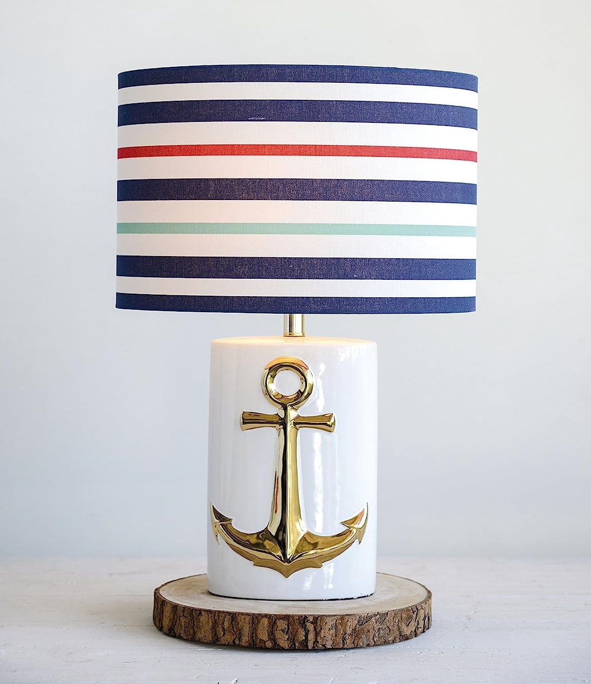 Sea Nautical Coastal Golden Ship Anchor Ceramic Table Lamp Navy Sailor ...