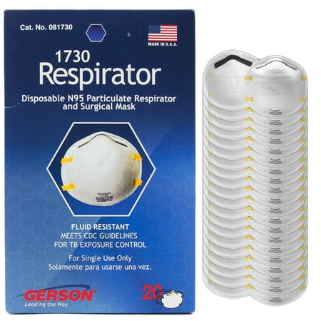 NIOSH Approved Gerson 1730 N95 FDA Surgical Respirator Mask (20 box)