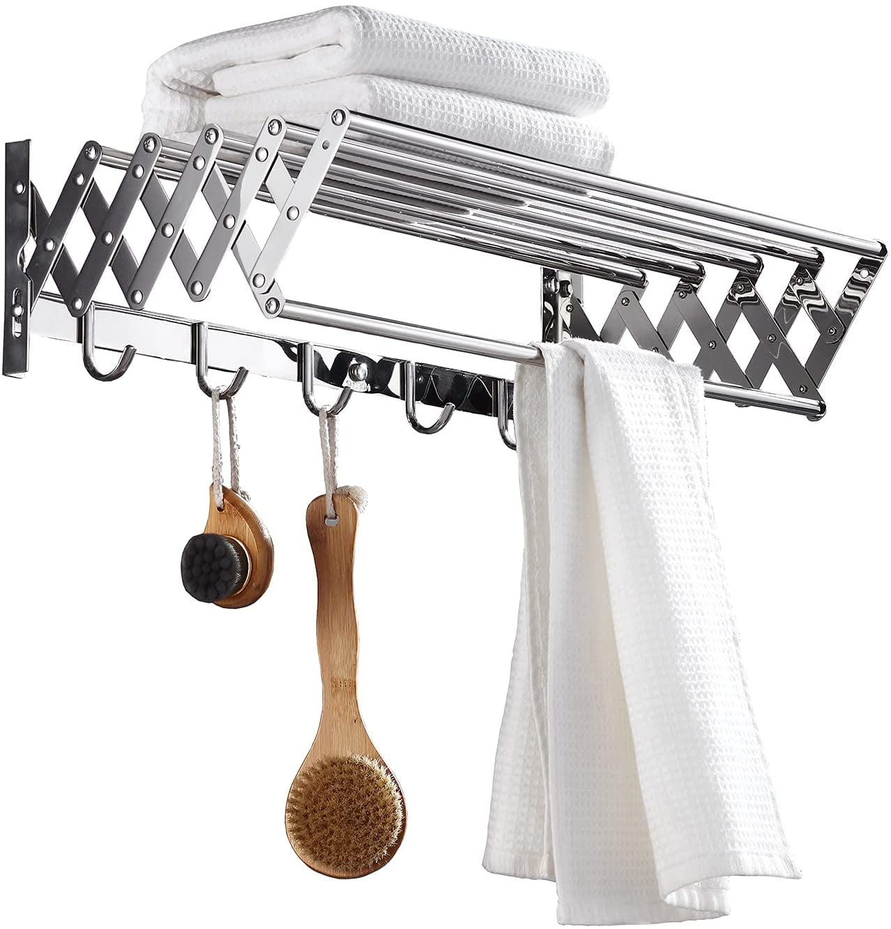 Stainless Steel Wall Mount Accordion Expandable Retractable Towel Rack ...