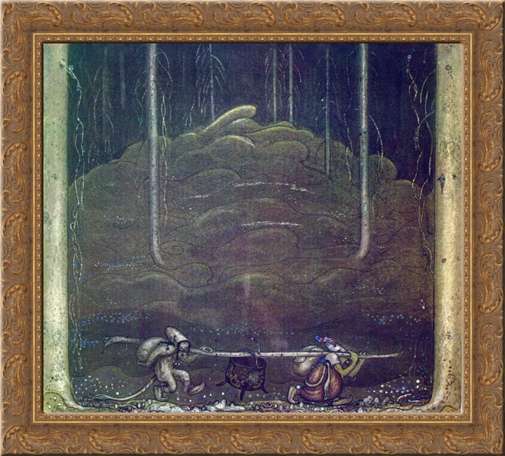 When evening came, troll mother and the boy sneaked out of the mountain ...