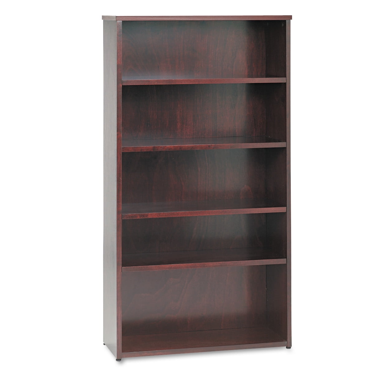 BW Wood Veneer Series Five-Shelf Bookcase, 36w x 13d x 66h, Mahogany ...
